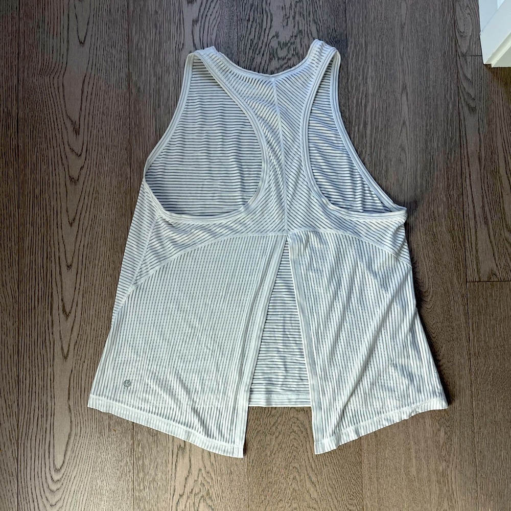 Lululemon | White And Sheer Stripe Open Back Tank Top… - Gem